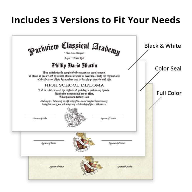 Printable High School Diploma for Homeschools